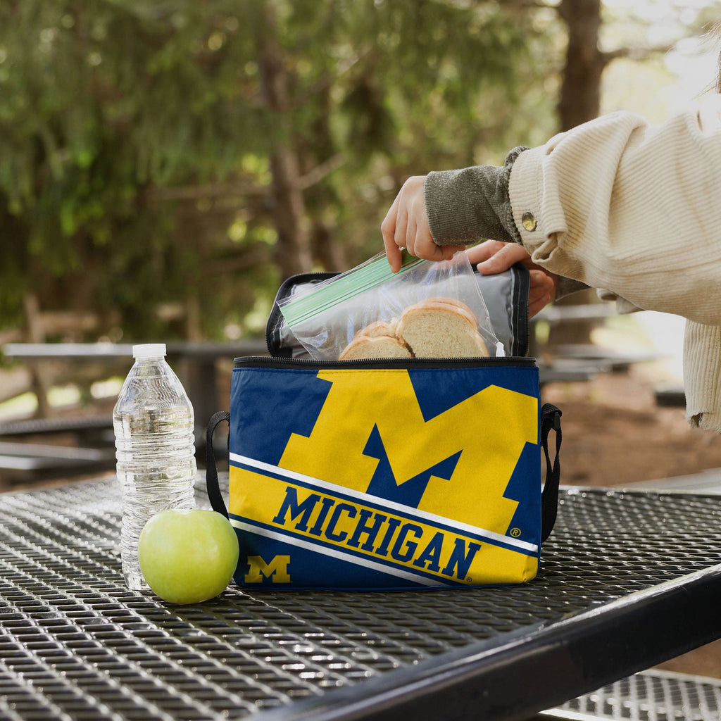 Michigan Wolverines Big Logo Stripe 6 Pack Cooler FOCO