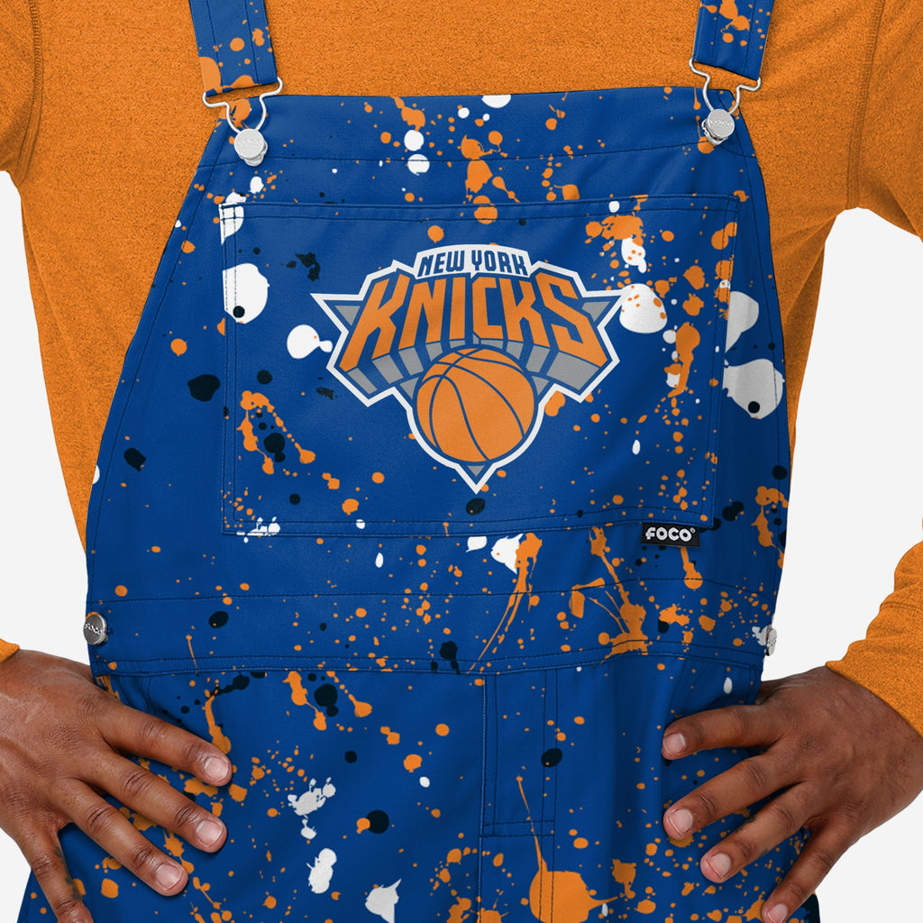 New York Knicks Mens Paint Splatter Bib Overalls FOCO