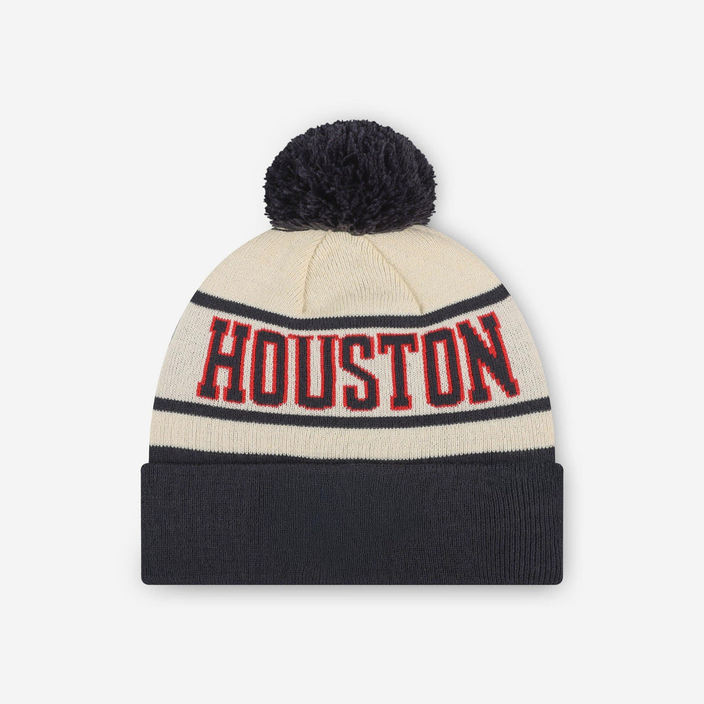 Houston Texans Heritage Stripe Primary Logo Pom Beanie FOCO