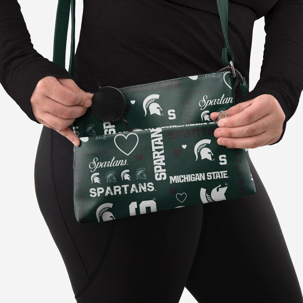 Michigan State Spartans Logo Love Crossbody Purse FOCO
