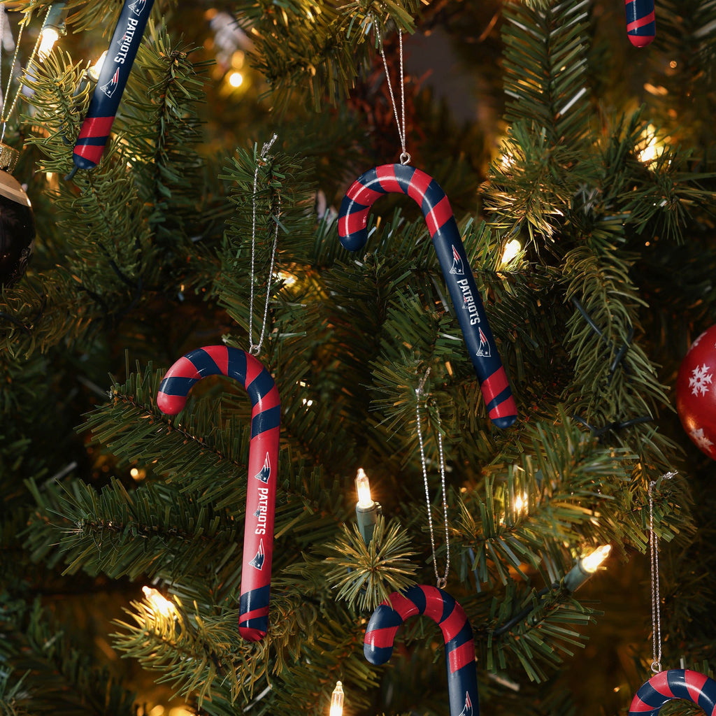 New England Patriots 12 Pack Candy Cane Ornament Set FOCO
