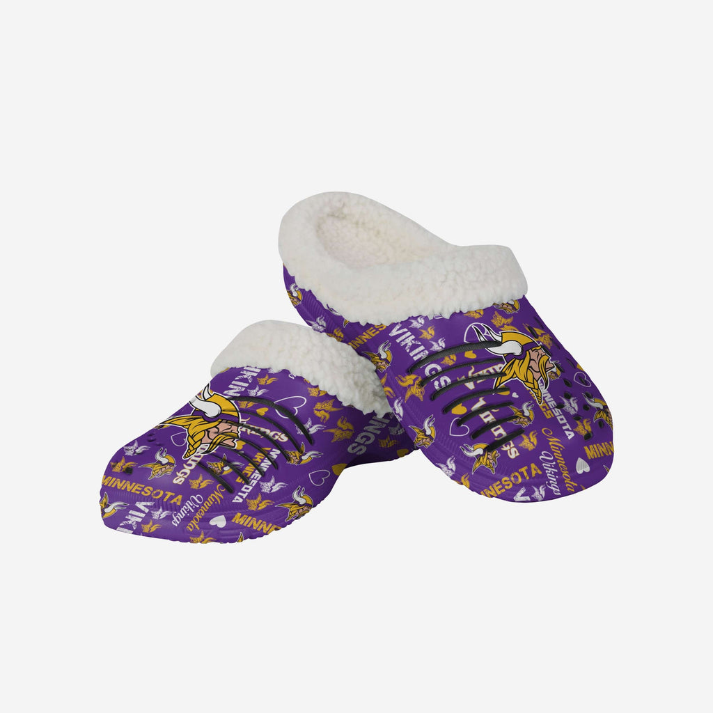 Minnesota Vikings Womens Sherpa Lined Logo Love Clog FOCO
