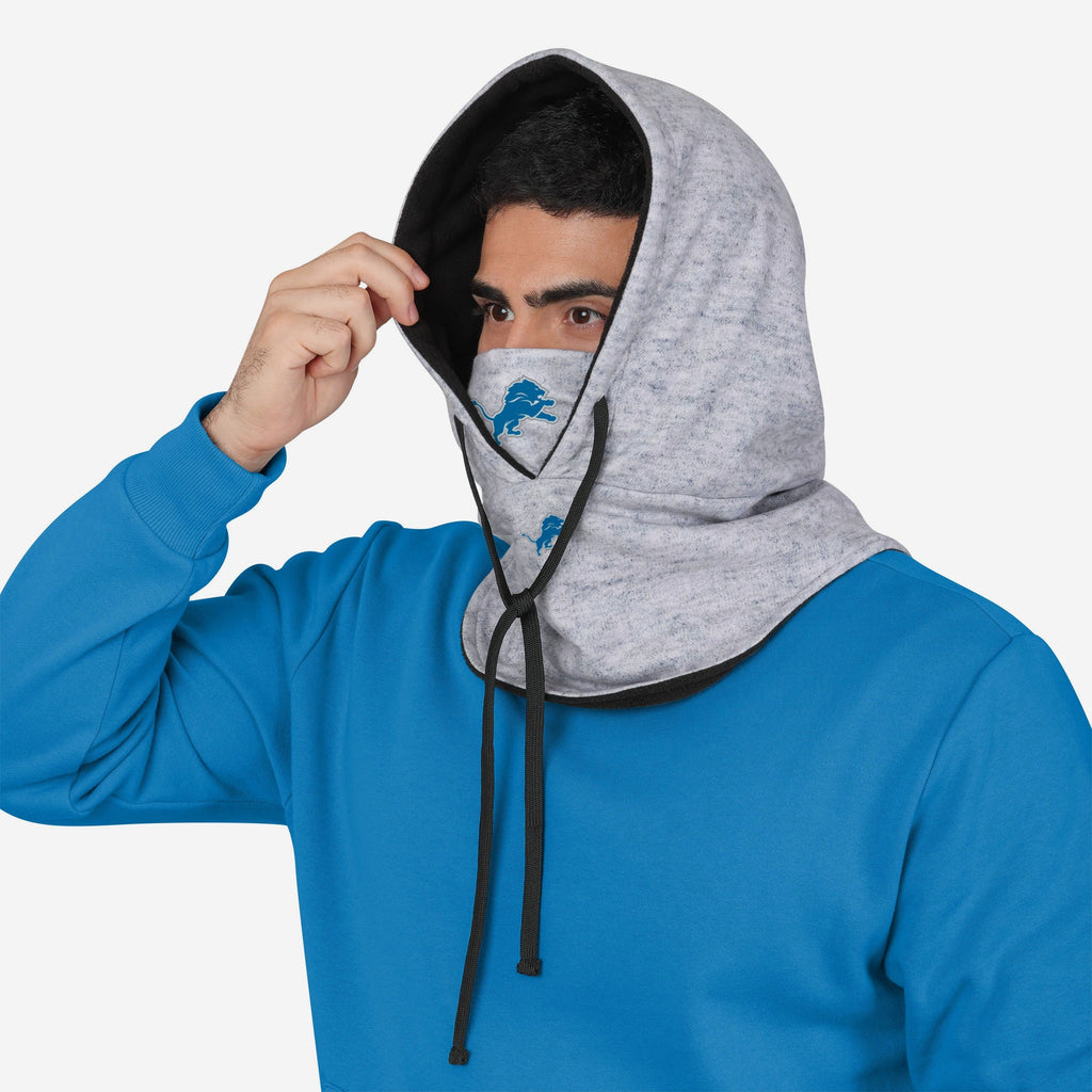 Detroit Lions Heather Gray Drawstring Hooded Gaiter Scarf FOCO